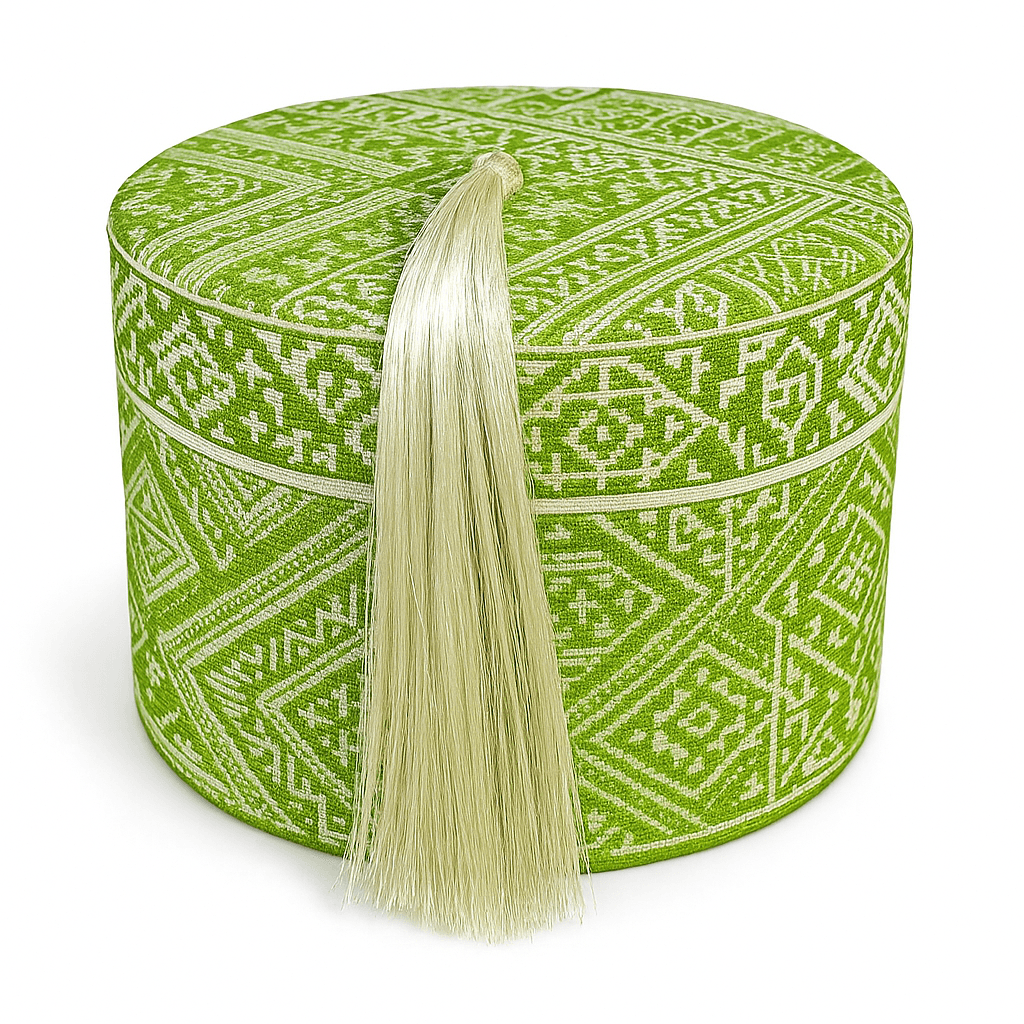 Handcrafted Green Woven Box with Tassel Lid - Tresors El Mamoun