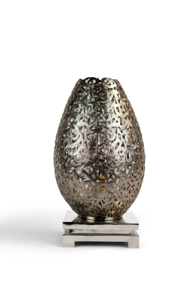 Silver Moroccan Table Lamp – Hand-Pierced Antique Brass Lighting for ...