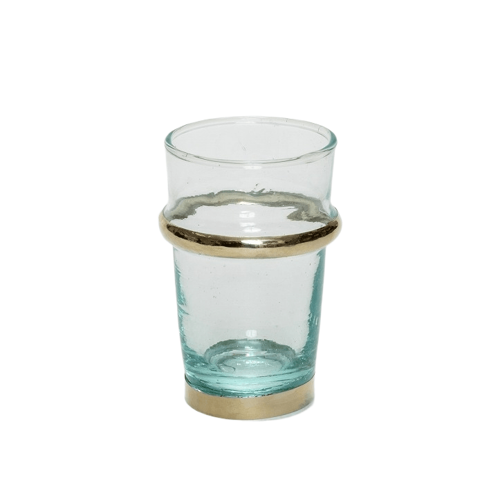 Handcrafted Moroccan Beldi Glass with Brass Rim and Base - Tresors El ...