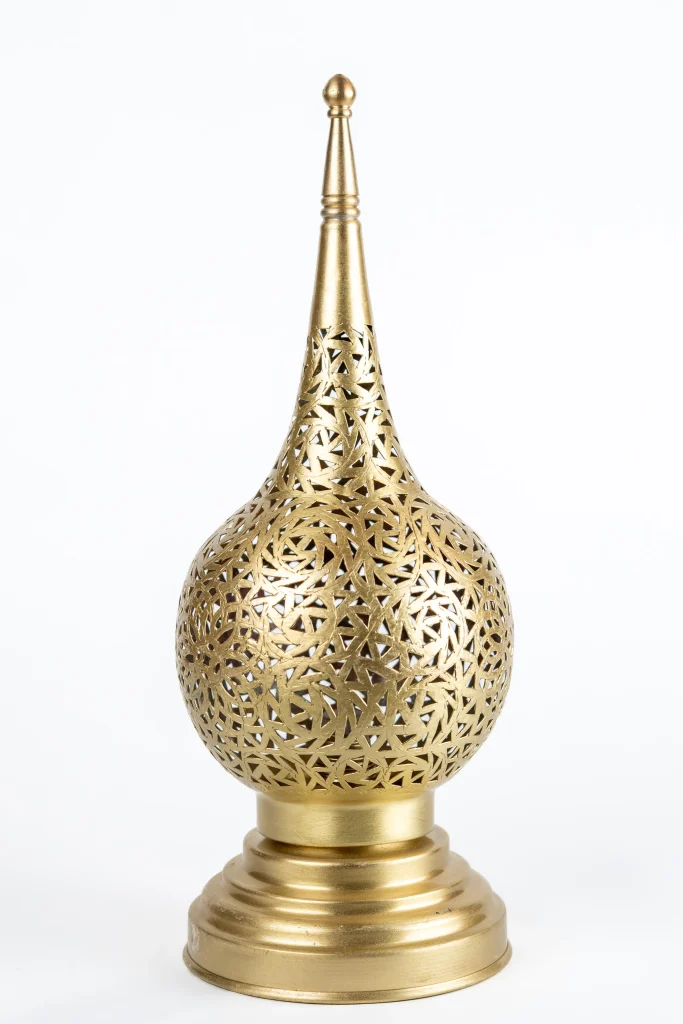 Tall Moroccan Table Lamp – Antique Pierced Design | Trésors El Mamoun ...