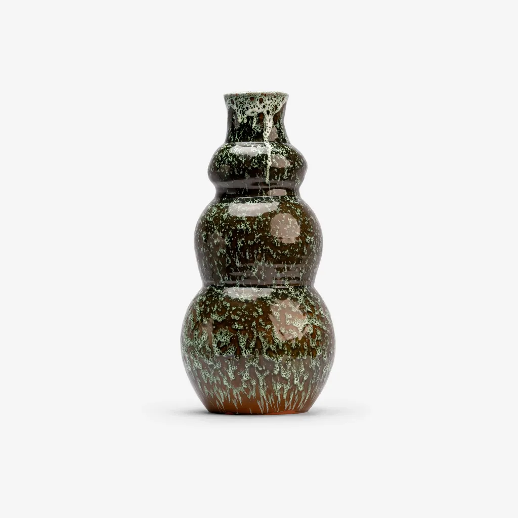 Green Triple Gourd Ceramic Vase – Handmade Moroccan Drip Glaze