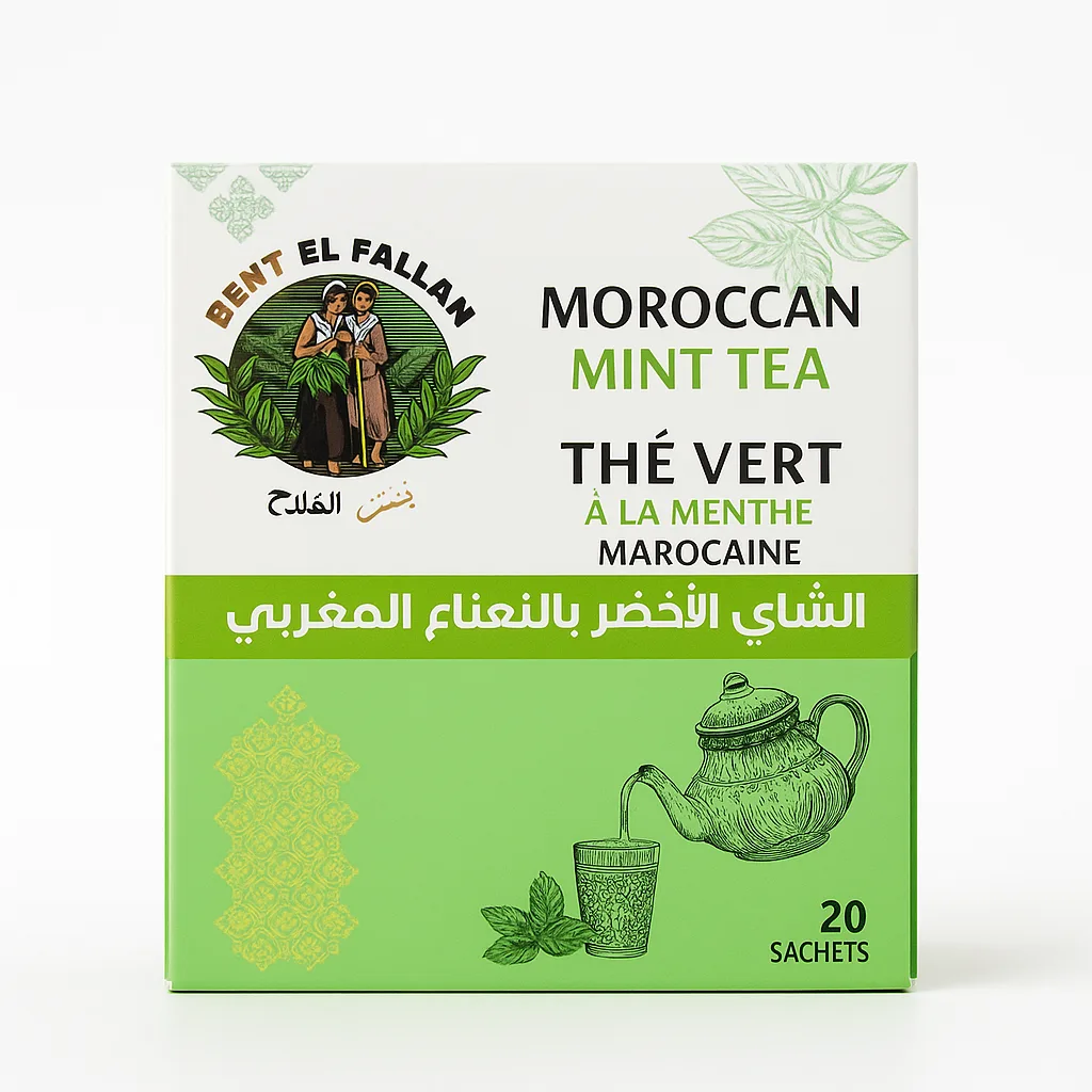 Bent El Fallah Moroccan Mint Tea – 20 Sachets of Refreshing Green Tea Blend