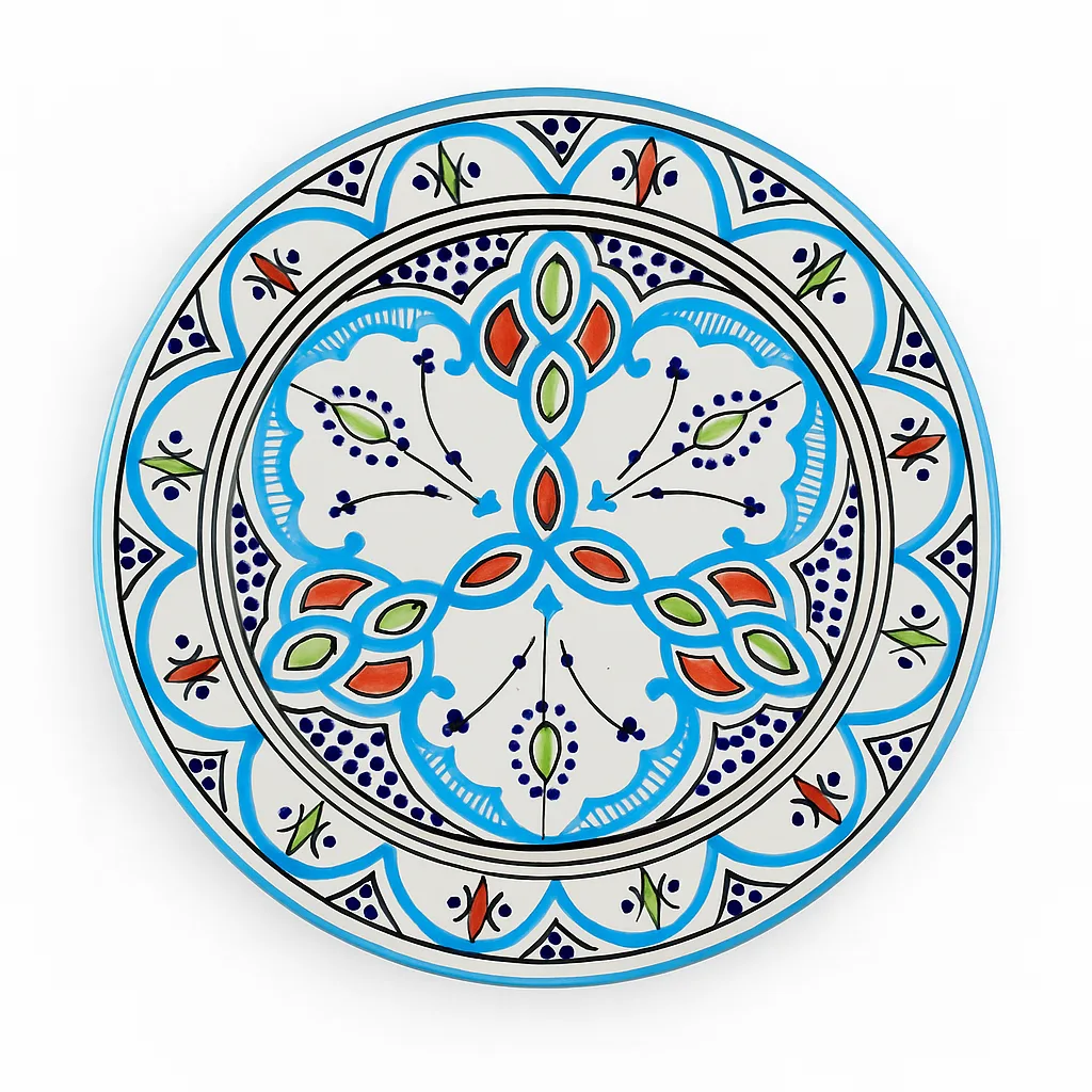 Blue & White Moroccan Plate – Traditional Hand-Painted Design