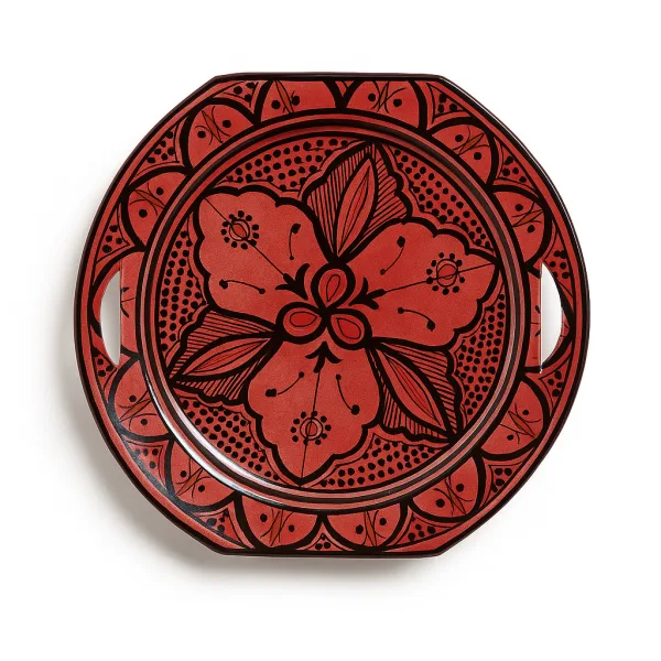 Handcrafted Red Moroccan Plate – Artisan Ceramic Serving Dish