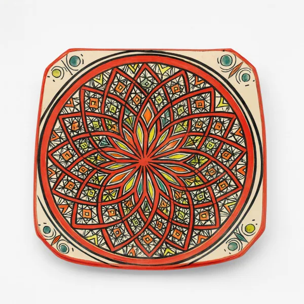 Hand-Painted Moroccan Red Pottery Plate – Traditional Ceramic Dish
